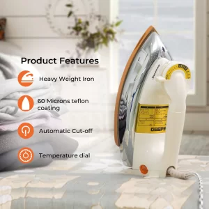 Geepas Dry Iron Teflon 1200W White GDI23011 GDI2301100000